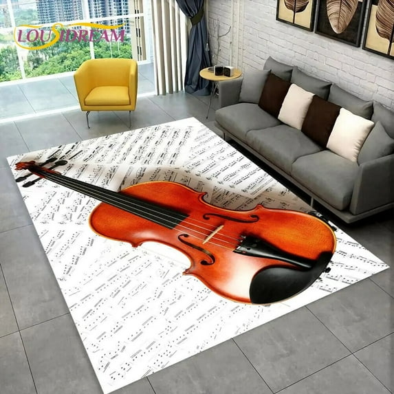 Large Carpet Classical Violin Instrument Music Area Rug Carpet for Home ...