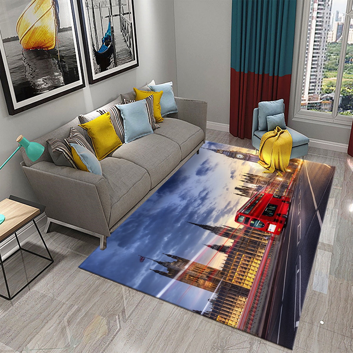 Large Carpet England London Landscape Night Scenery Block Bridge ration ...