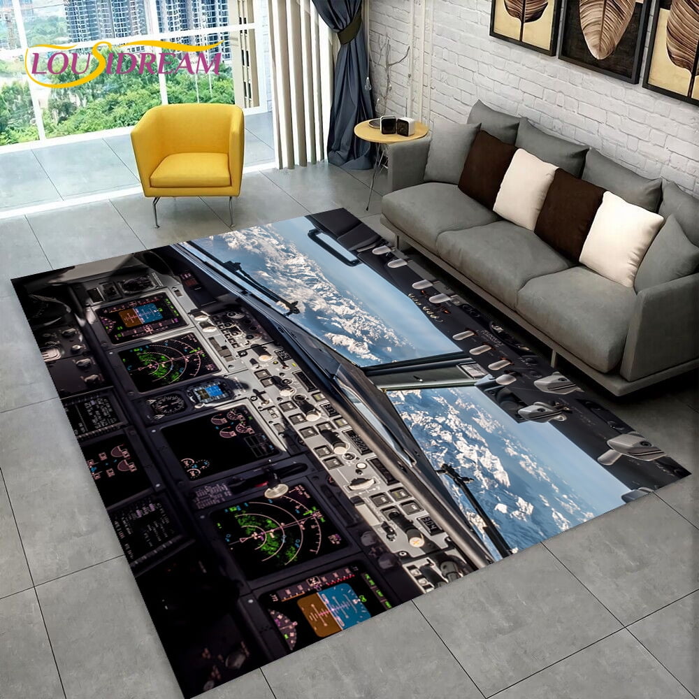 Large Carpet Fighter Aircraft Control Cockpit Cabin Carpet Rug for Home ...