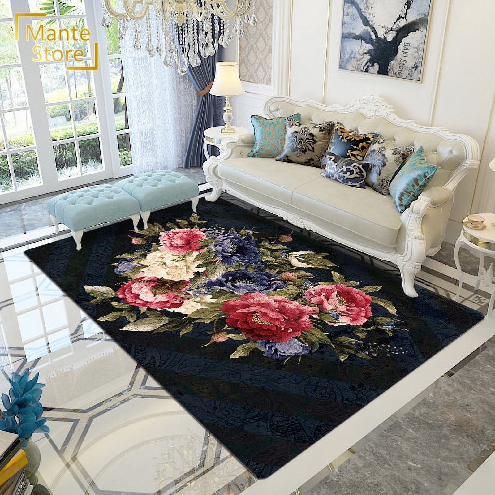 Large Carpet Floral Carpet For Living Room Hall Carpet Bathroom Mat ...