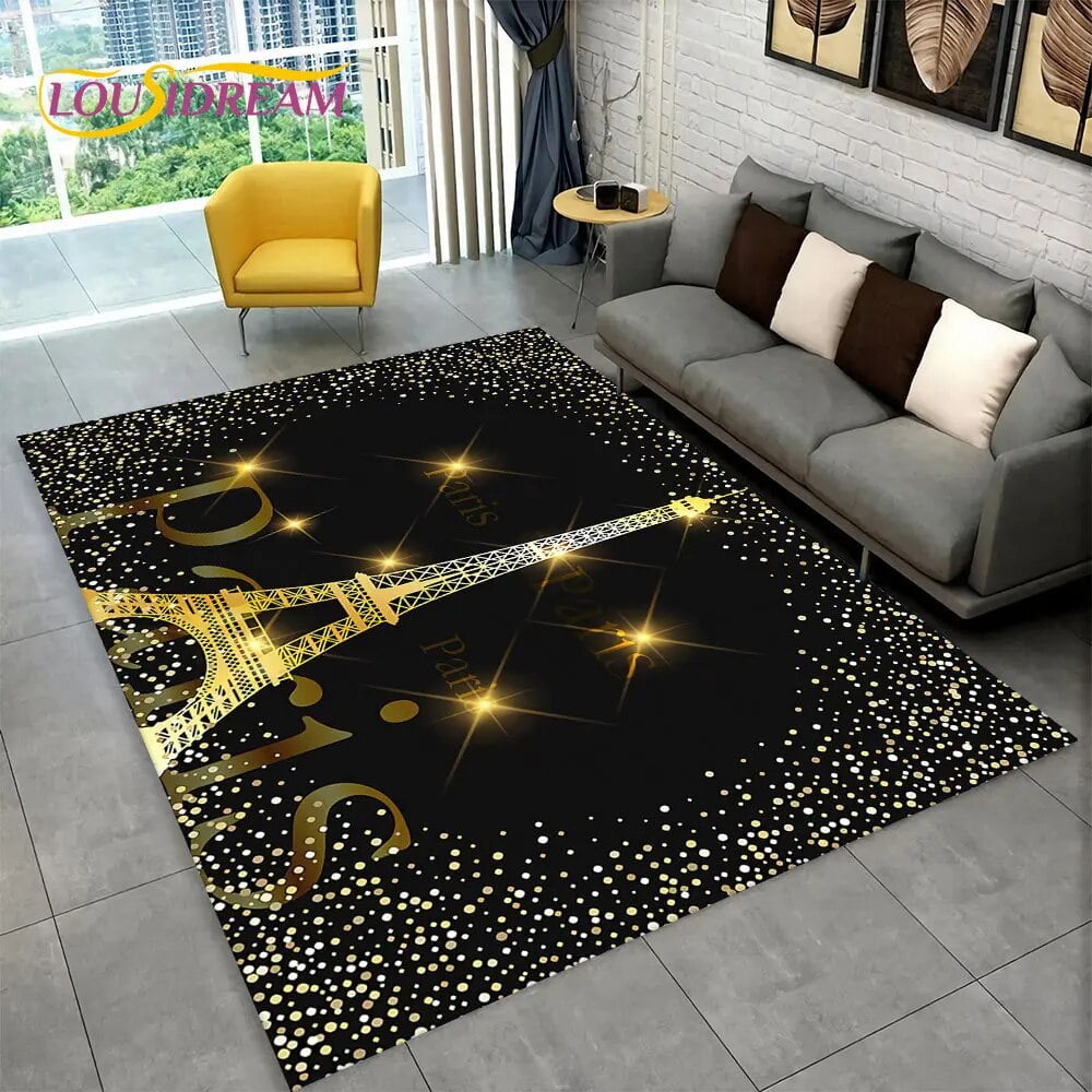 Large Carpet France Paris Eiffel Tower Romantic Art Area Rug Carpet Rug ...