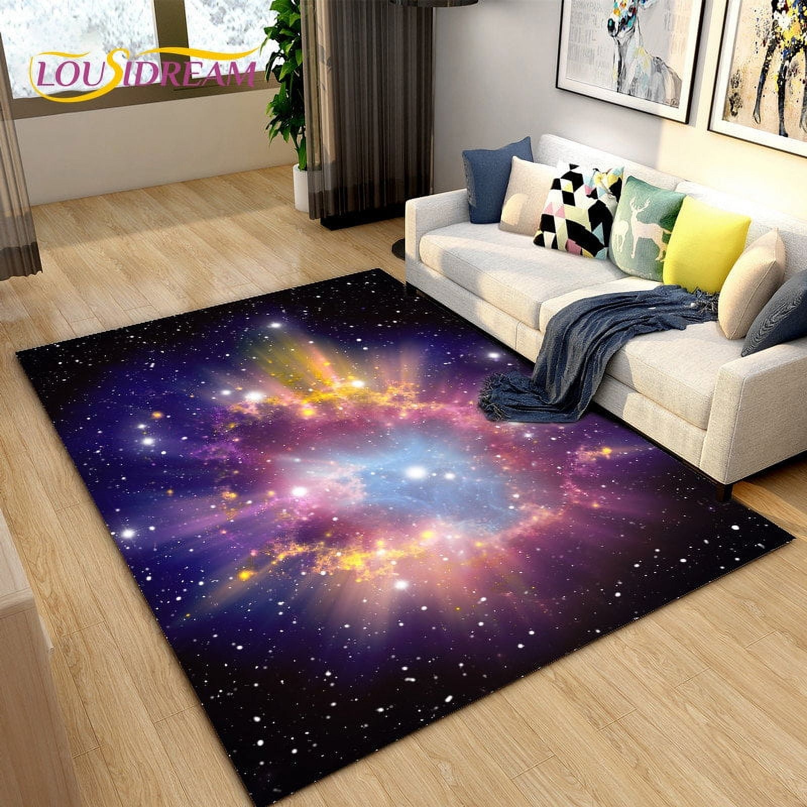 Large Carpet Galaxy Universe Space Stars Area Rug Carpet Rug for Living ...