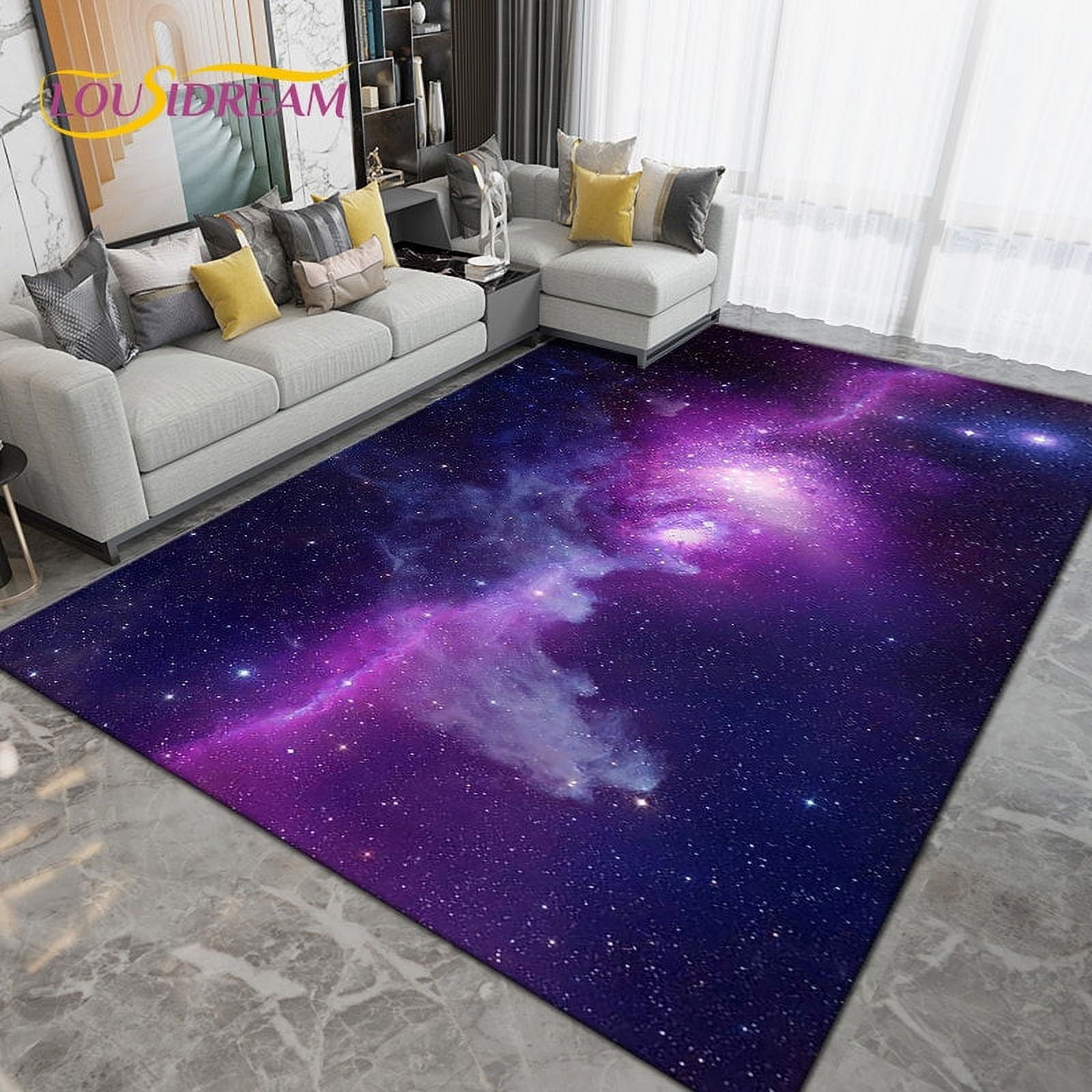 Large Carpet Galaxy Universe Space Stars Earth Area Rug Rug for Living ...