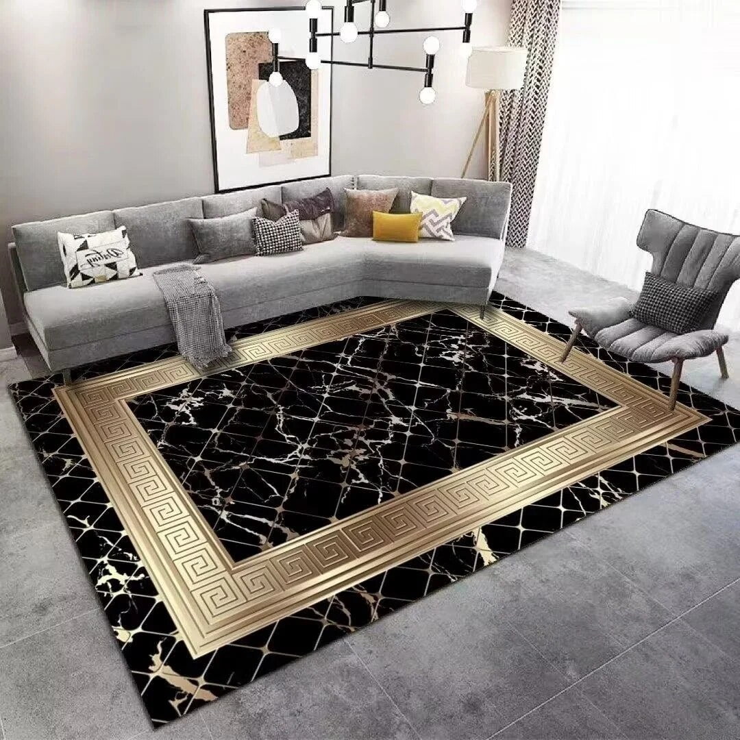 Large Carpet Gorgeous Living Room Golden Abstract Carpet Rug for ...
