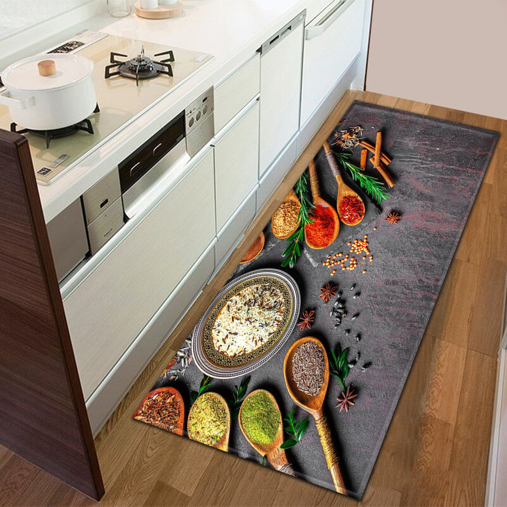 Large Carpet Kitchen seasoning spice salt chili fruits and vegetables ...