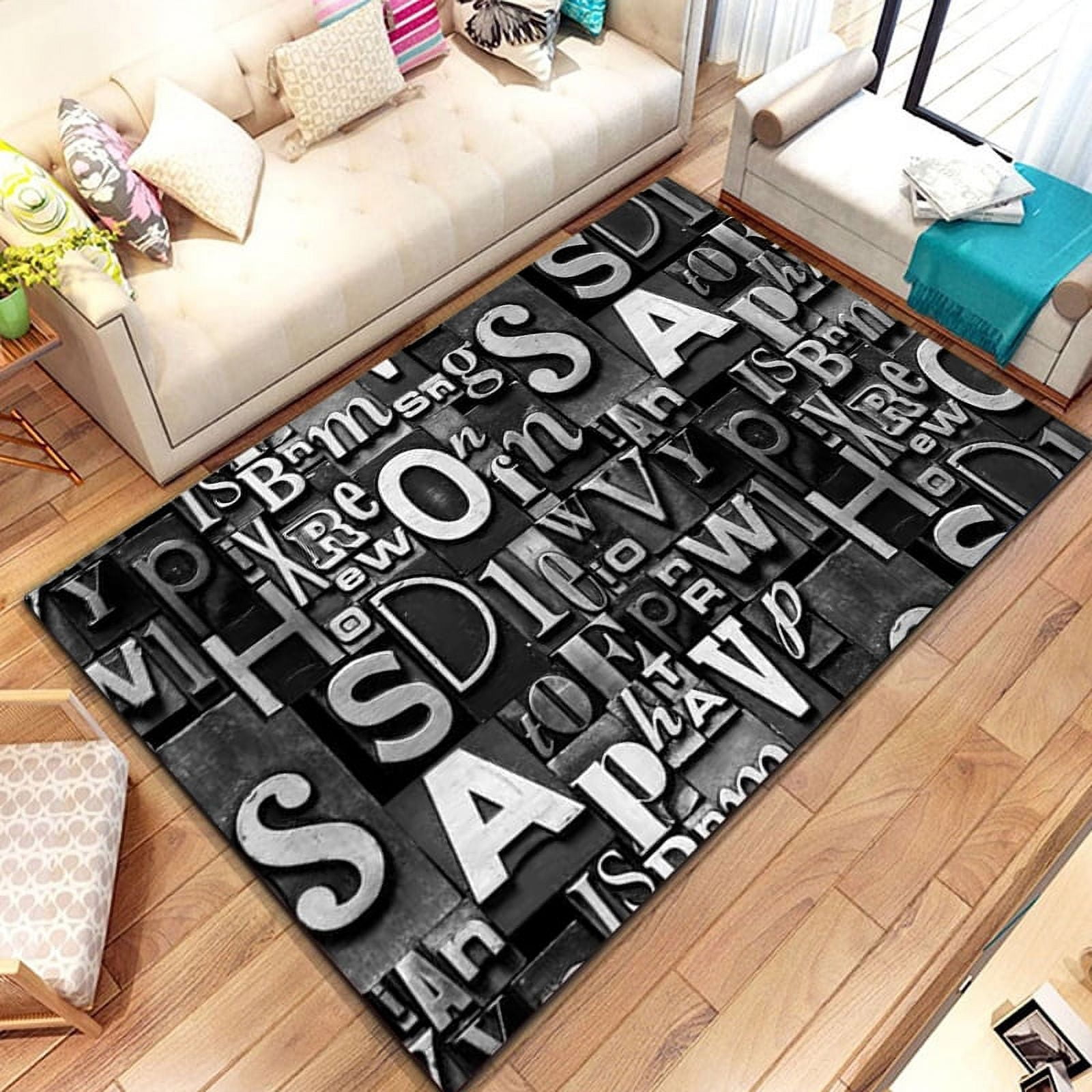 Large Carpet Letter Number Retro Area Rug Carpet Rug for Living Room ...