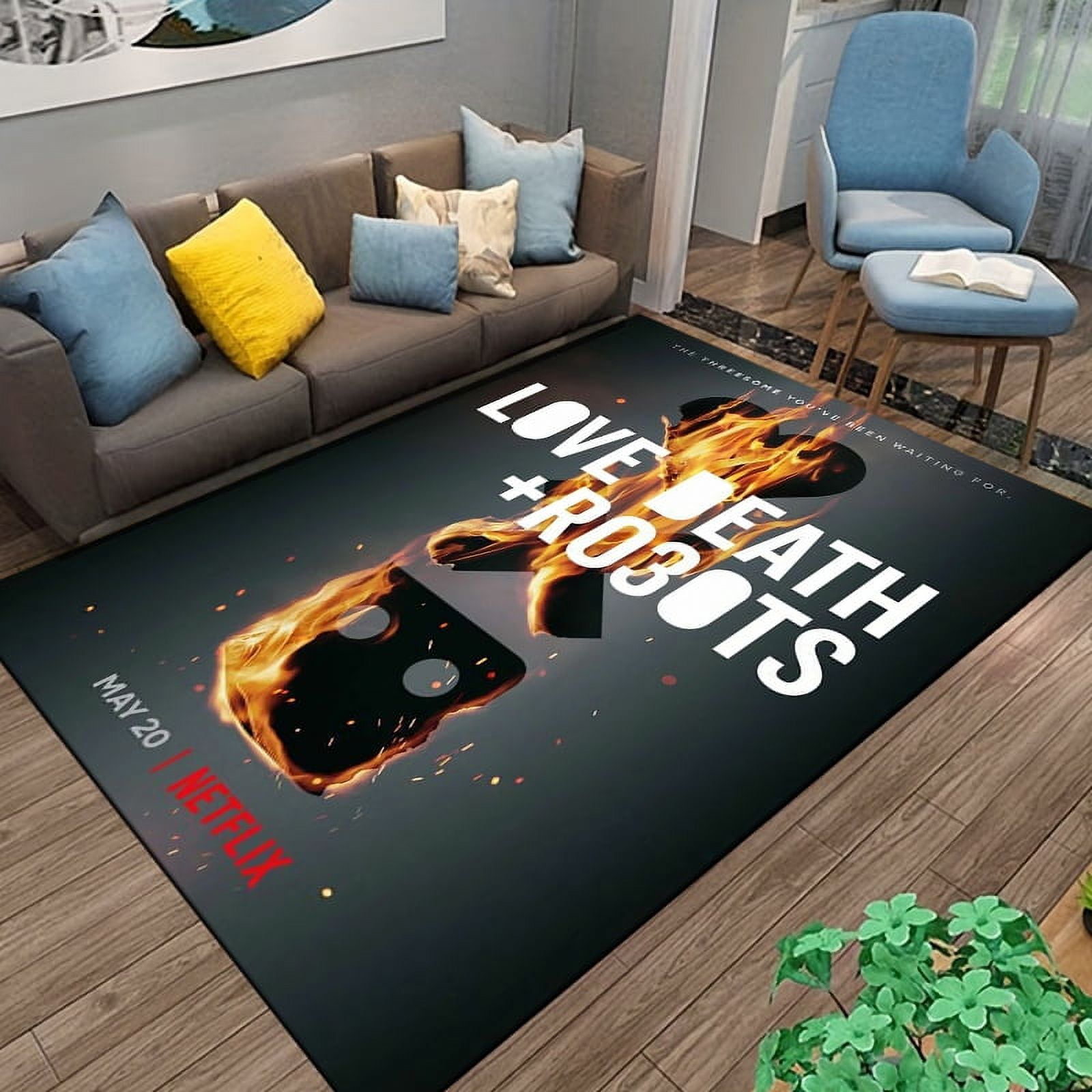 Large Carpet Love-Death-Robots Rugs for Bedroom Fluffy Square Floor ...