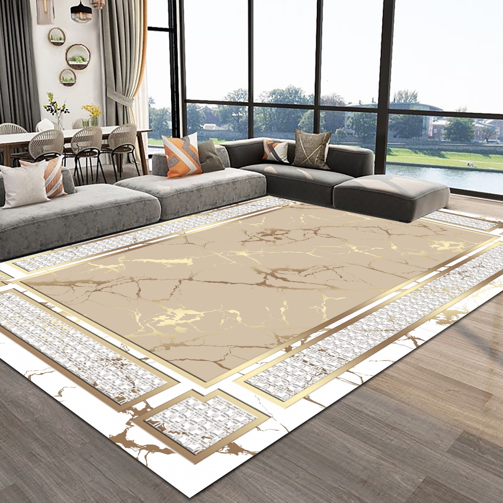 Large Carpet Luxury Europe Living Room Carpets Geometric Gold Rugs for ...