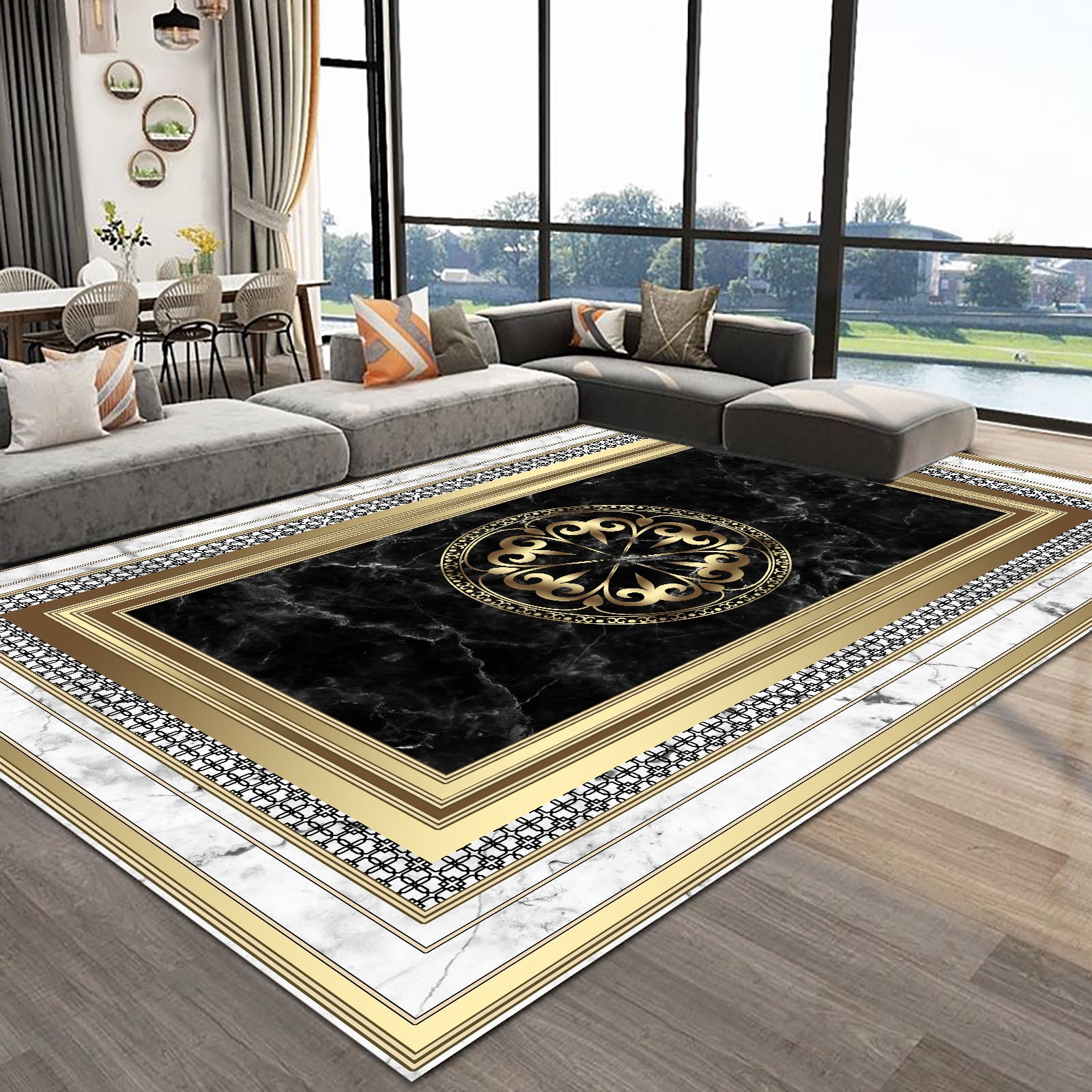 Large Carpet Luxury Europe Living Room Carpets Geometric Gold Rugs for ...