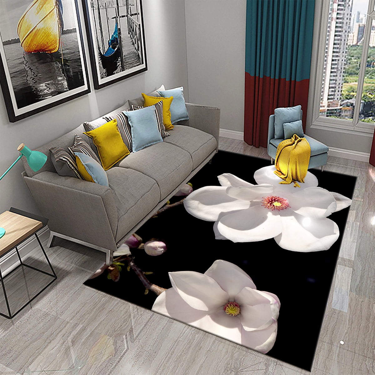 Large Carpet Magnolia Flower Carpet Pink and White Flower Rugs Door ...