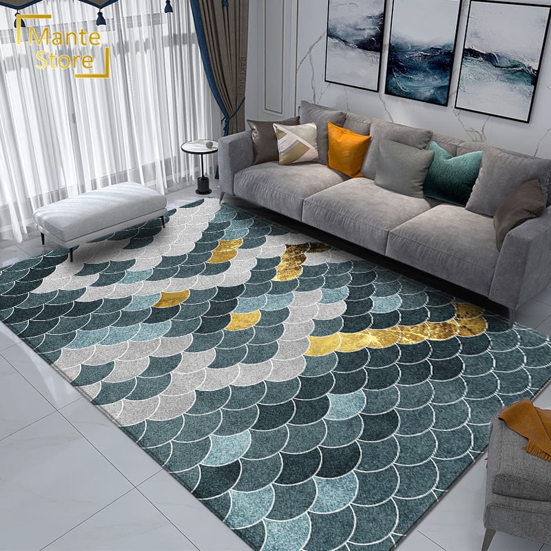 Large Carpet Modern Geometric Carpet For Bedroom Grey Scale Print ...