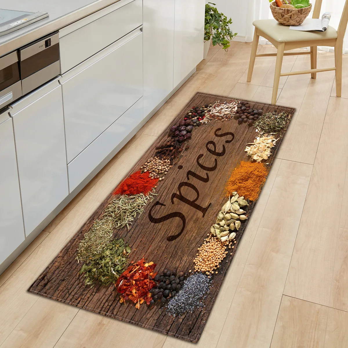 Large Carpet Modern kitchen spice seasr vegetables and fruits ...