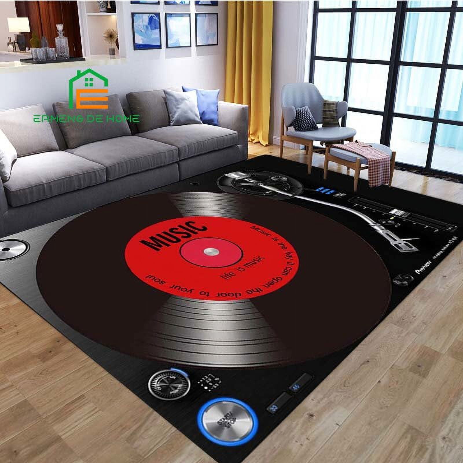Large Carpet Music Vinyl Disc Player Rug for Bedroom Living Room Carpet ...