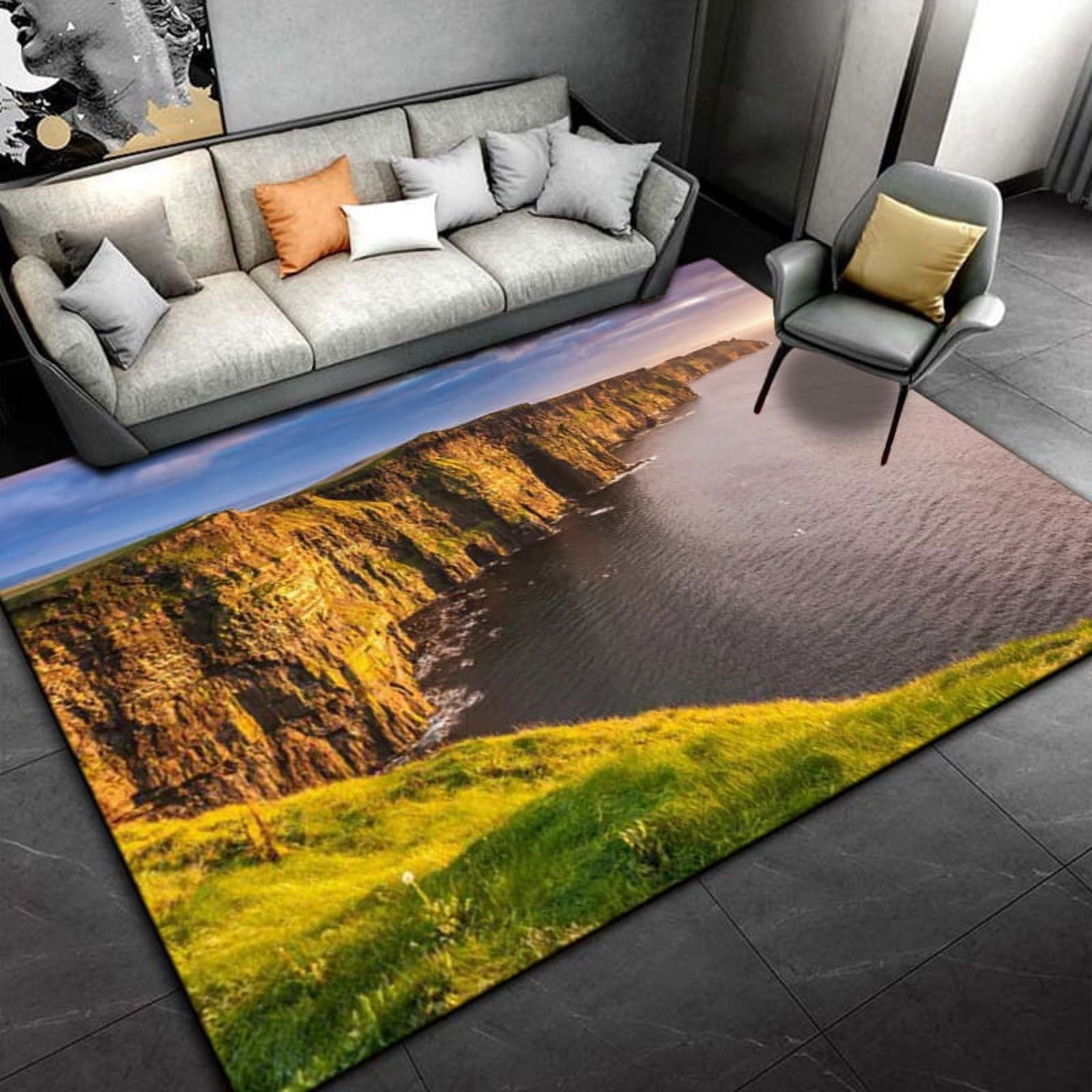 Large Carpet Natural Scenery Carpet For Living Room Green Forest ...