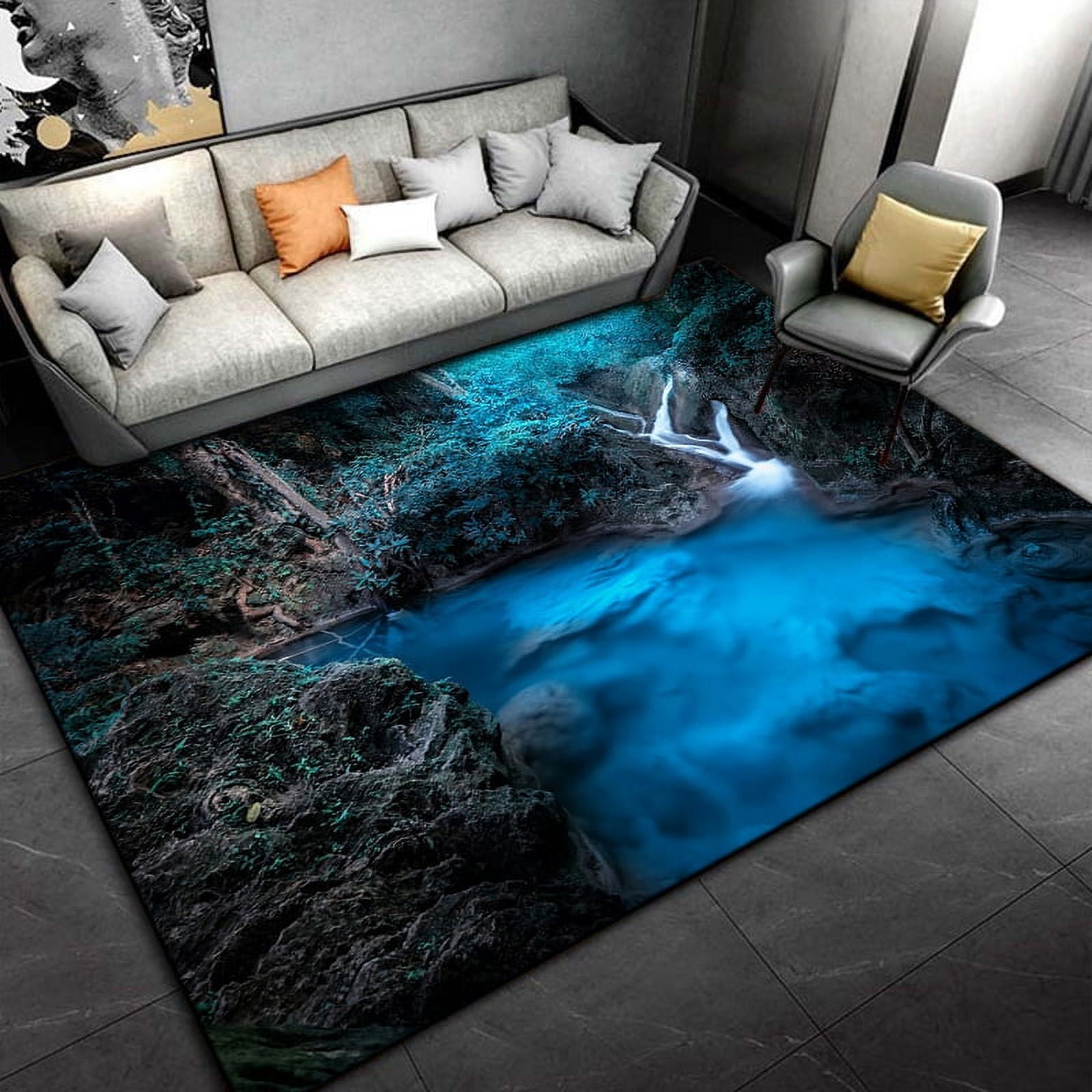 Large Carpet Natural Scenery Carpet For Living Room Green Forest ...
