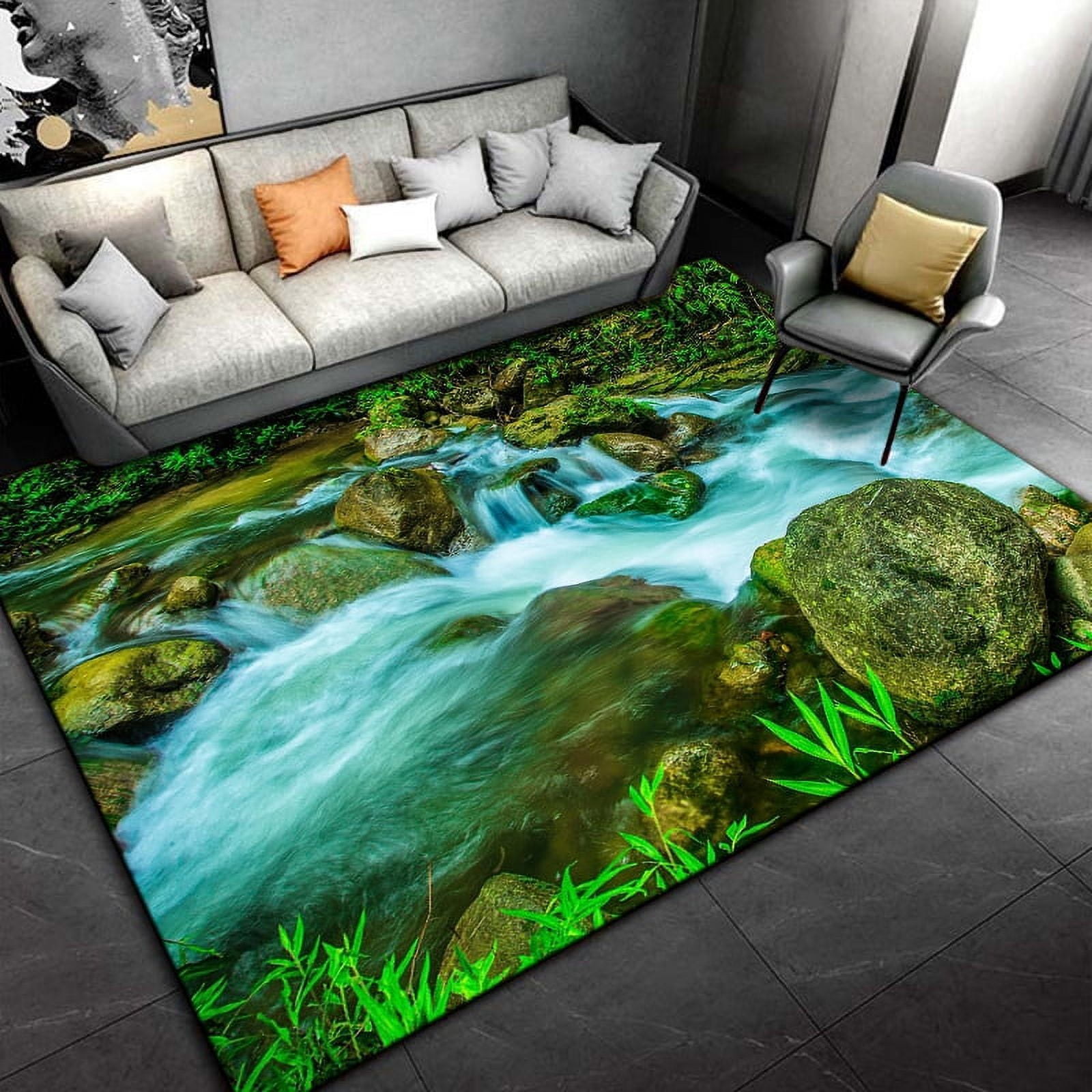 Large Carpet Natural Scenery Carpet For Living Room Green Forest ...