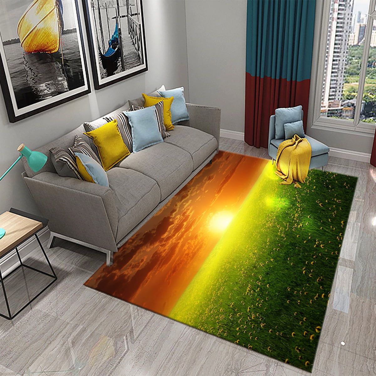 Large Carpet Natural Scenery Mountains Lakes Lakes Falling Day Patterns ...