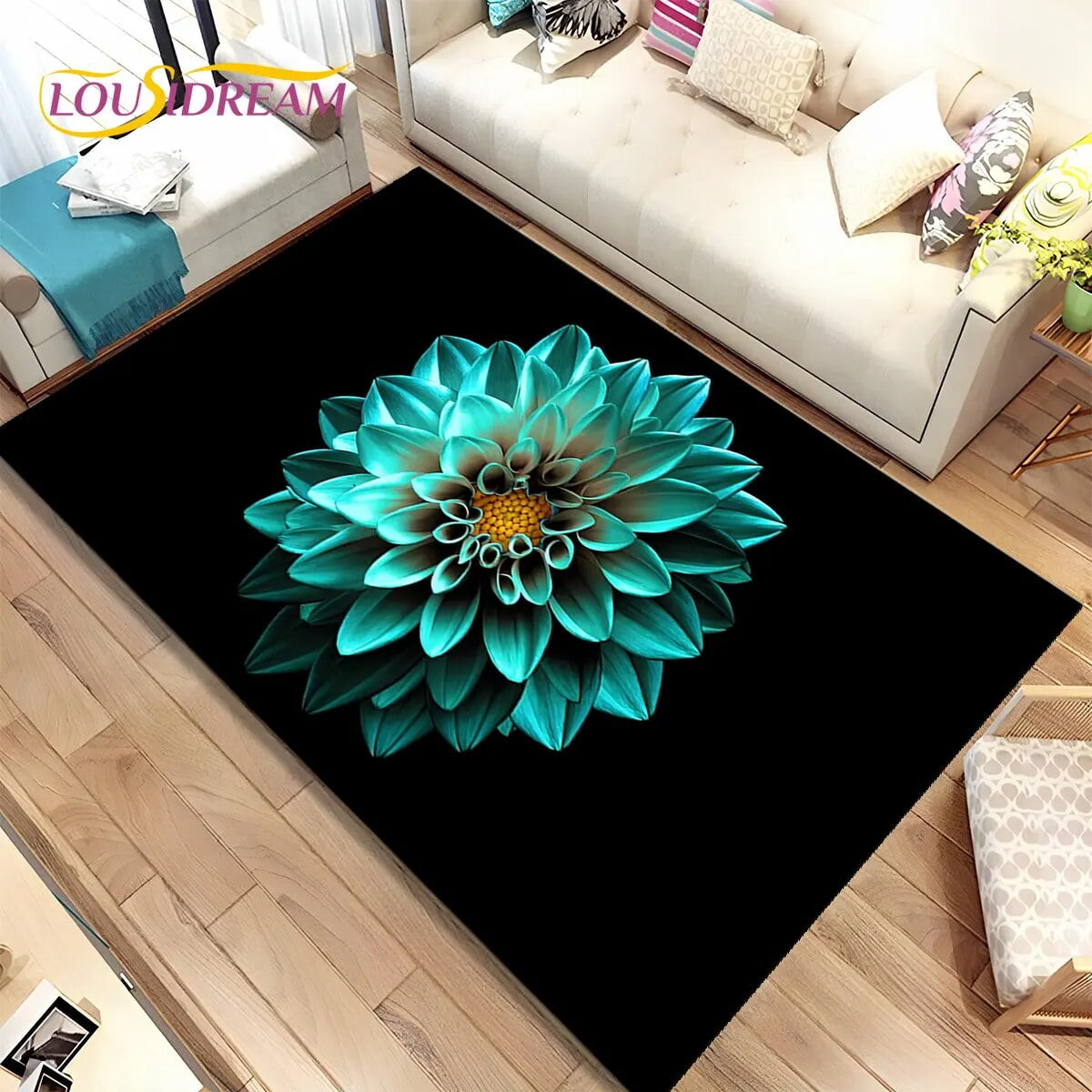Large Carpet Nordic 3D Daisy Flower Area Rug Carpet Rug for Home Living ...