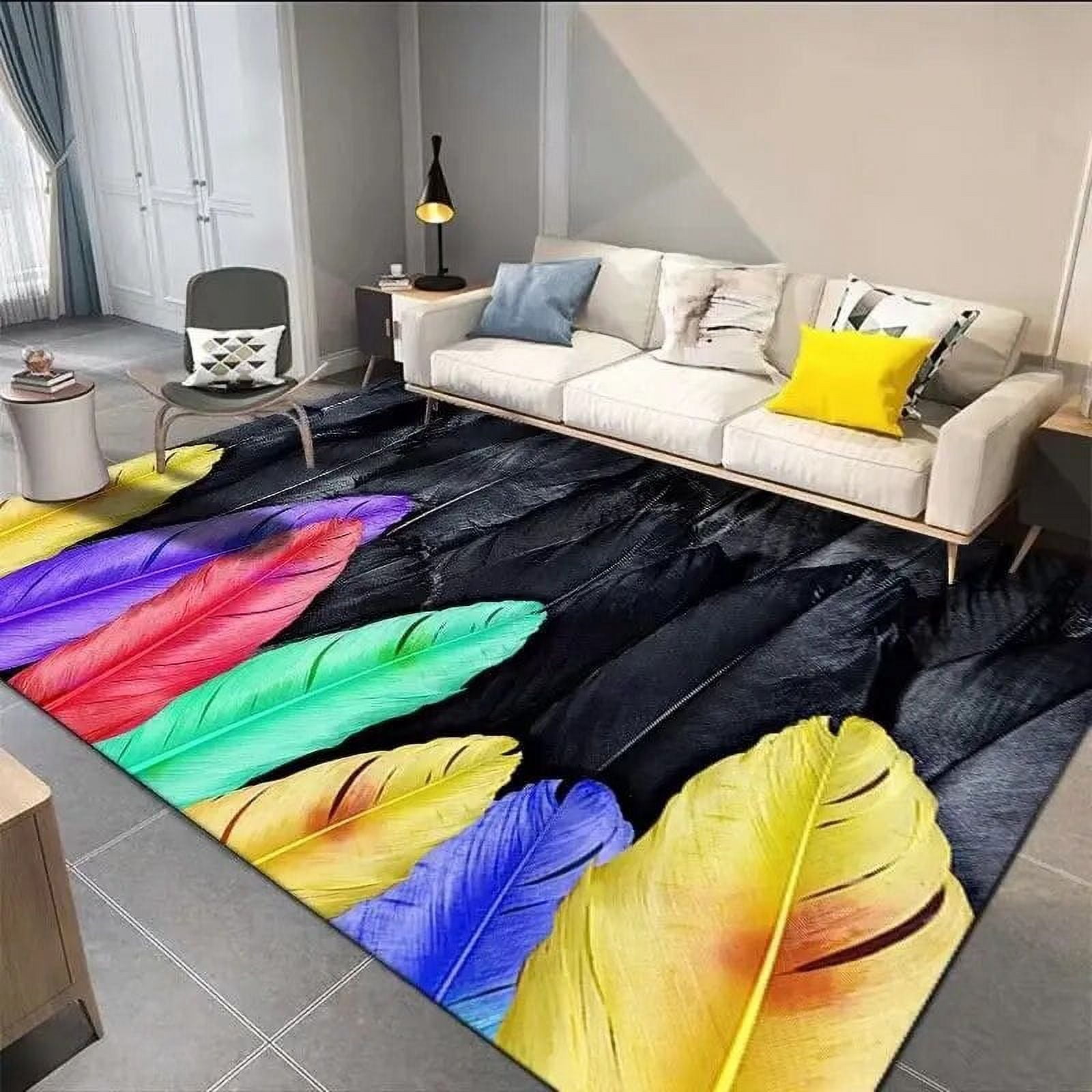 Large Carpet Peacock Feather Print Beautiful Carpet for Bedroom Dining ...