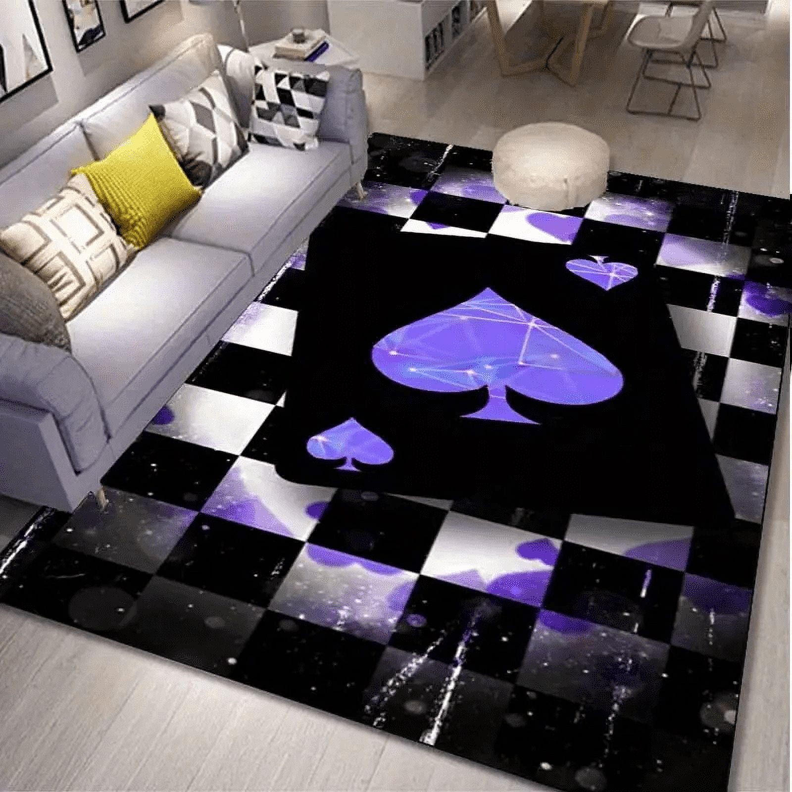 Large Carpet Playing Card Pattern Area Rug for Living Room Non-slip ...