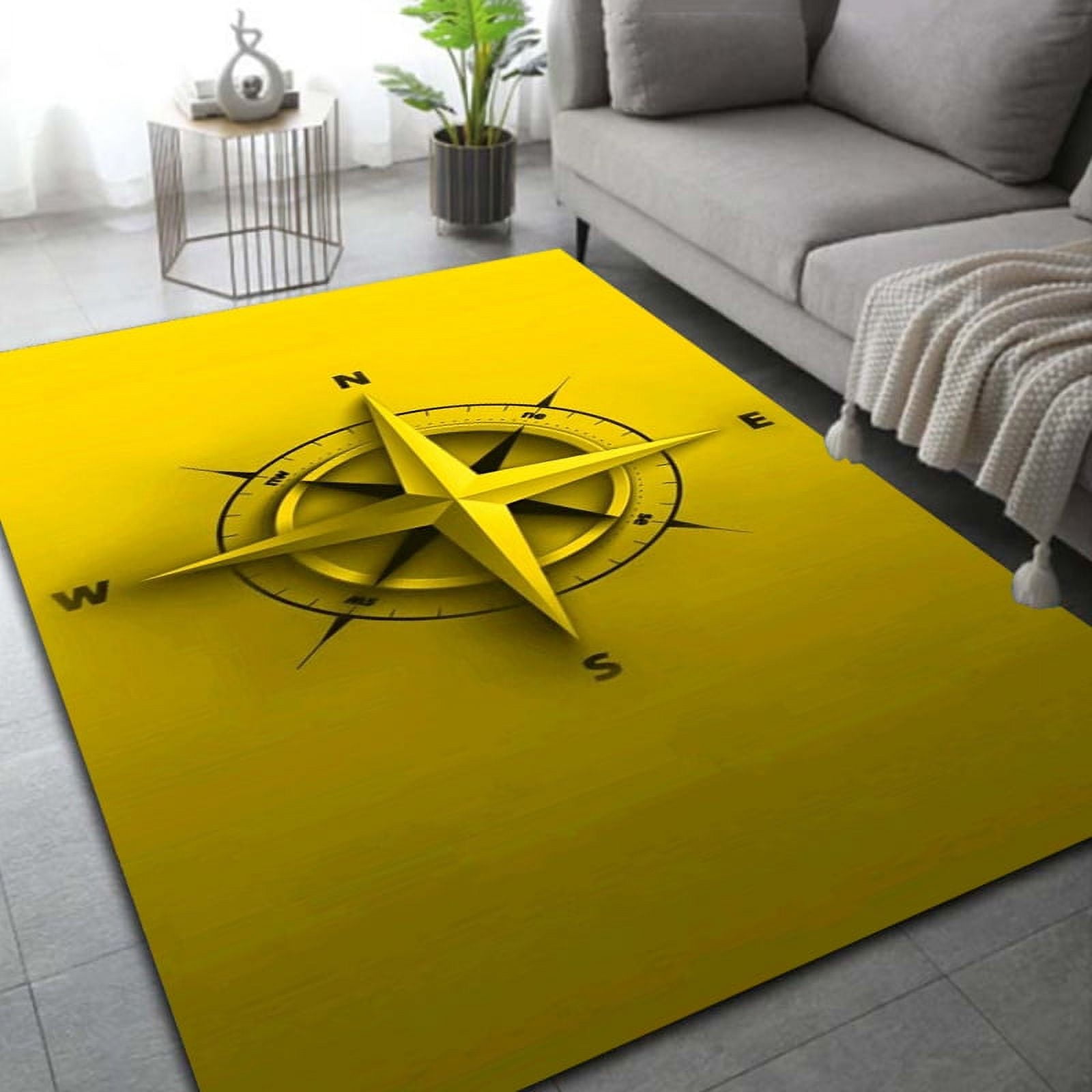 Large Carpet Retro Compass Map World Map Area Rug Carpet Rug for Living ...