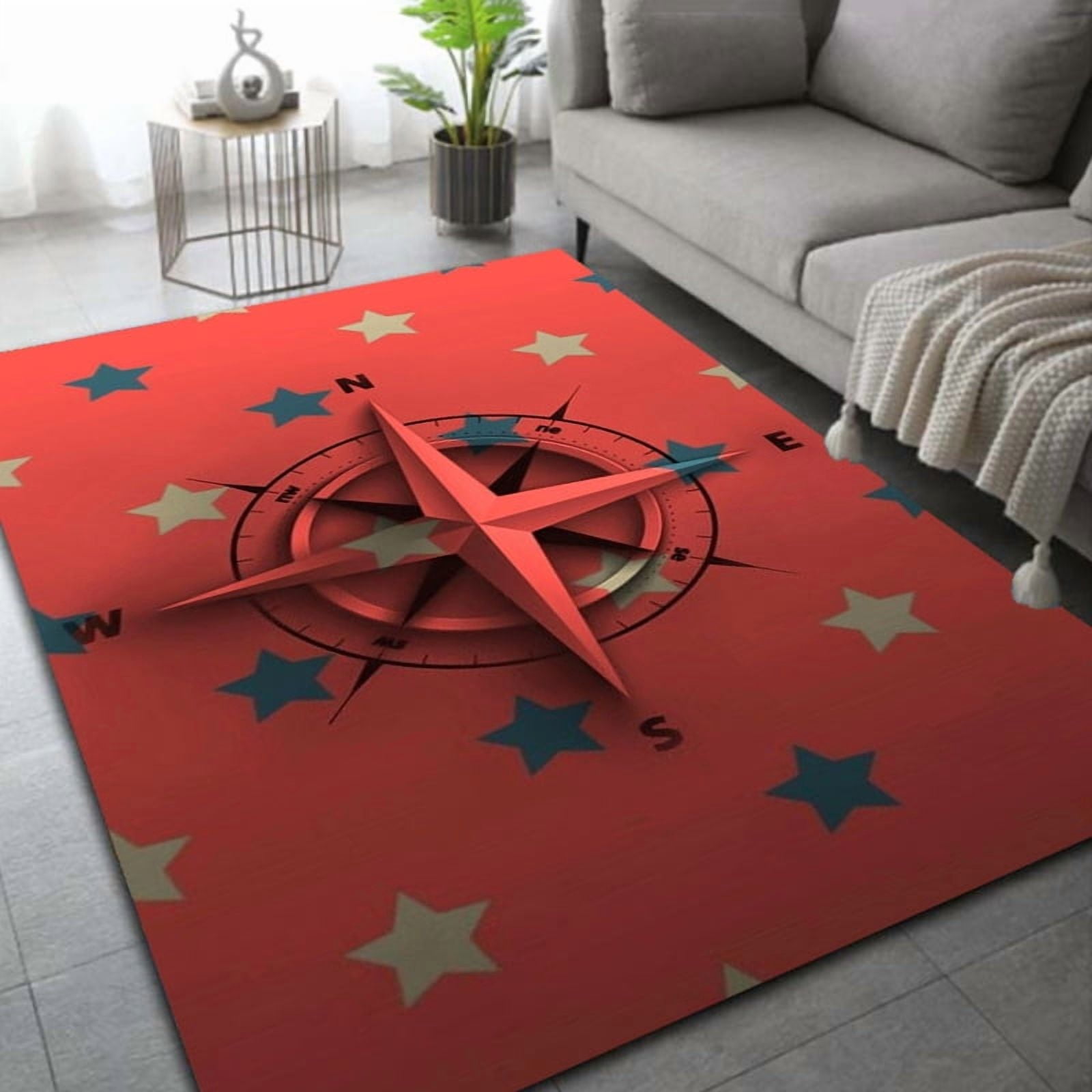 Large Carpet Retro Compass Map World Map Area Rug Carpet Rug for Living ...