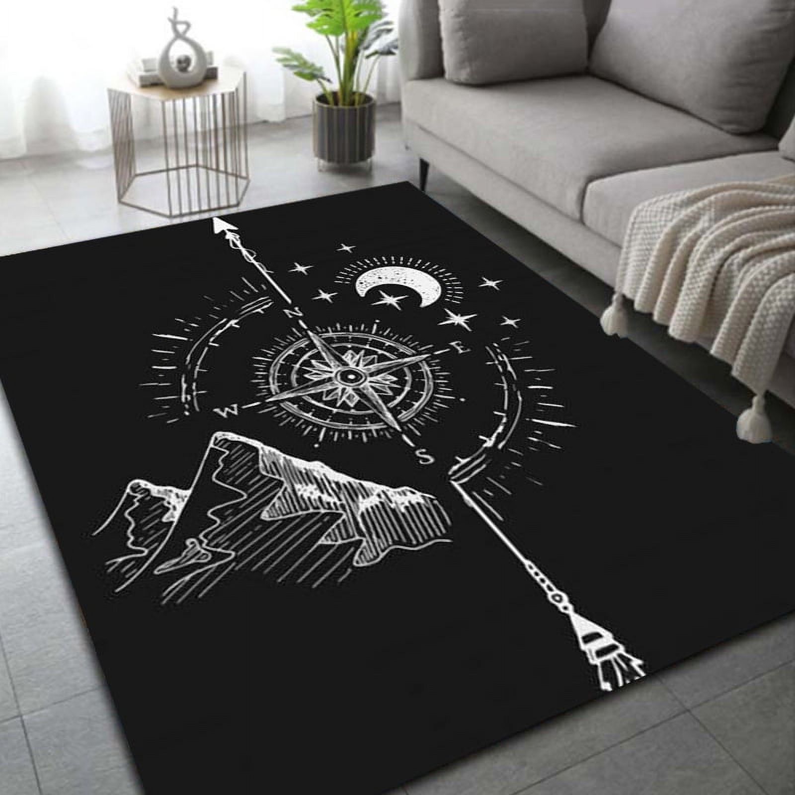 Large Carpet Retro Compass Map World Map Area Rug Carpet Rug for Living ...