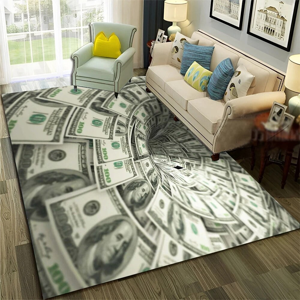 Large Carpet Rich Euro Dollar My 3D Pattern Carpet Rug for Home Living ...