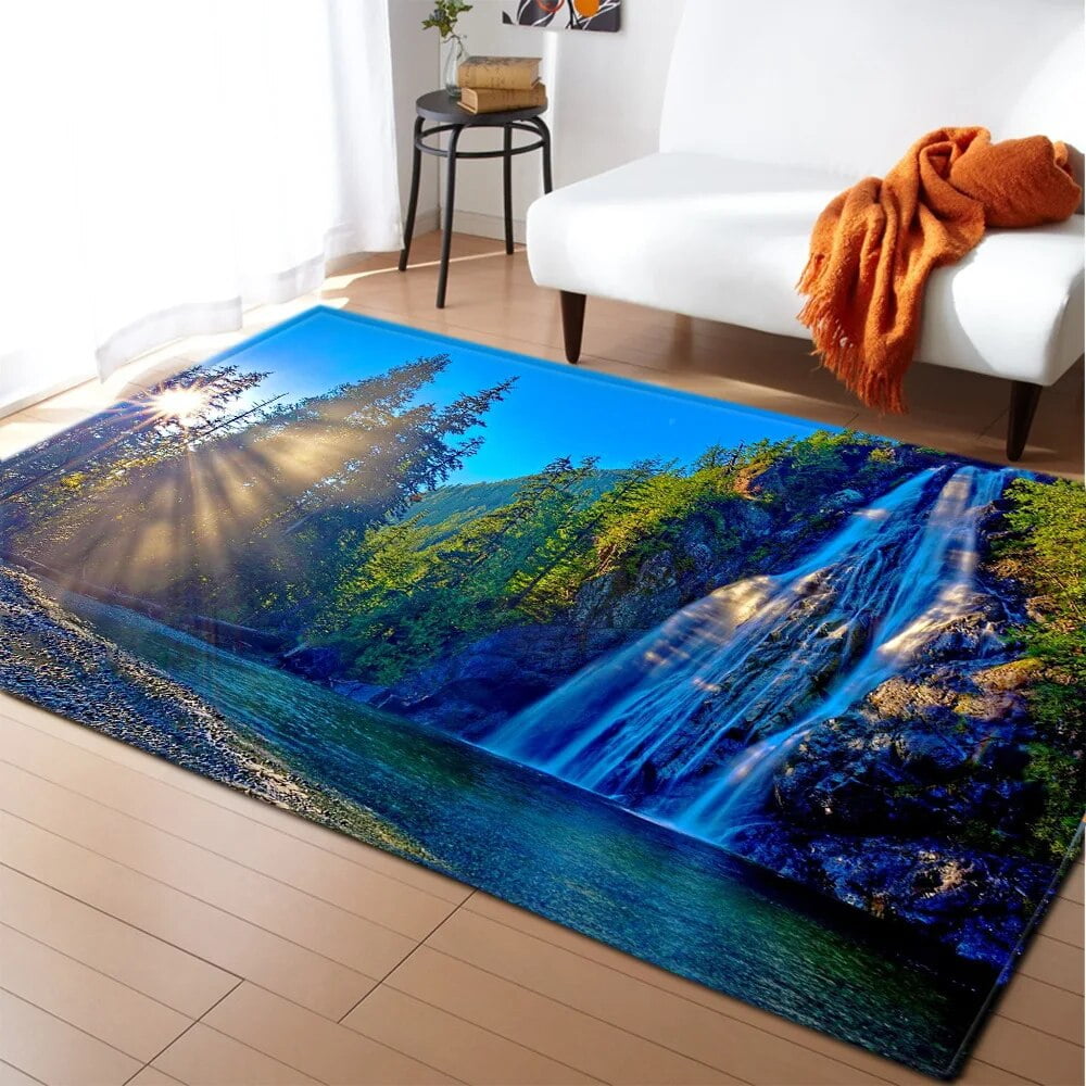 Large Carpet Sea Beach Tree Flower Pattern Carpet Home Hallway Bedside ...