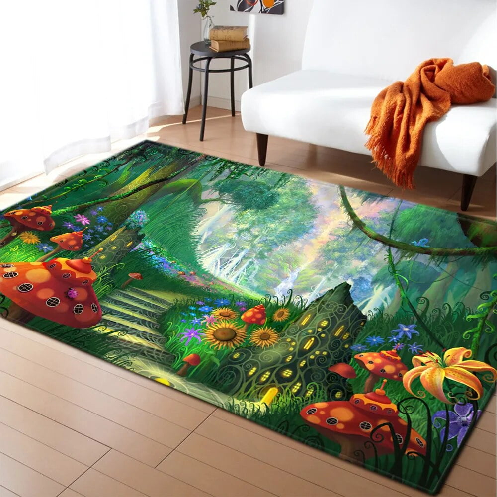 Large Carpet Sea Beach Tree Flower Pattern Carpet Home Hallway Bedside ...