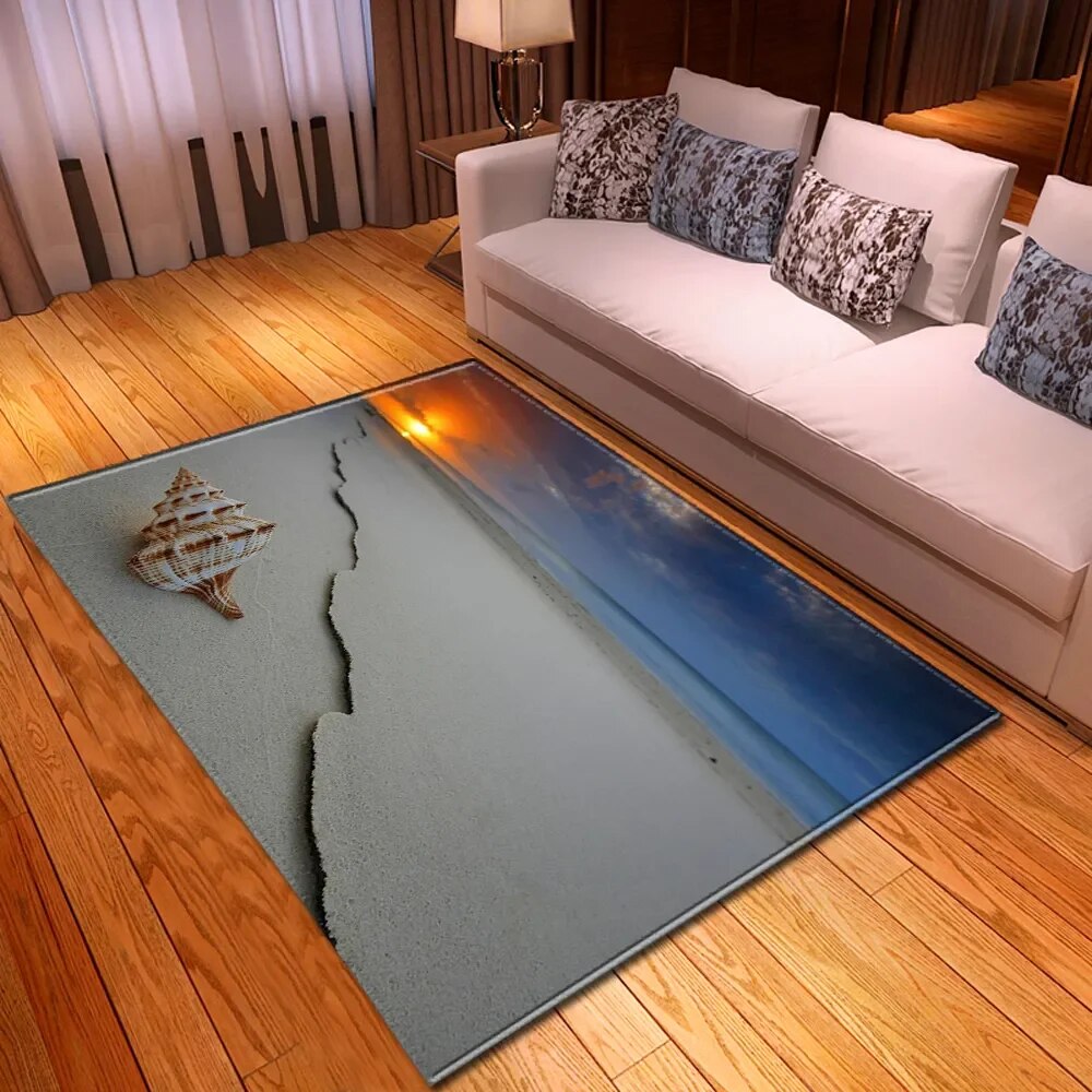 Large Carpet Sea beach conch sea urchin decoration carpet living room ...