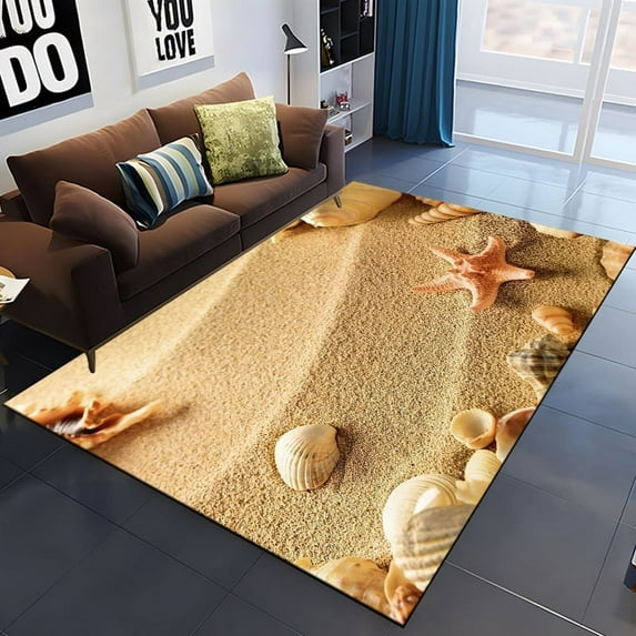 Large Carpet Seaside Sand Carpet Shell Star Beach Mat for Bathroom ...