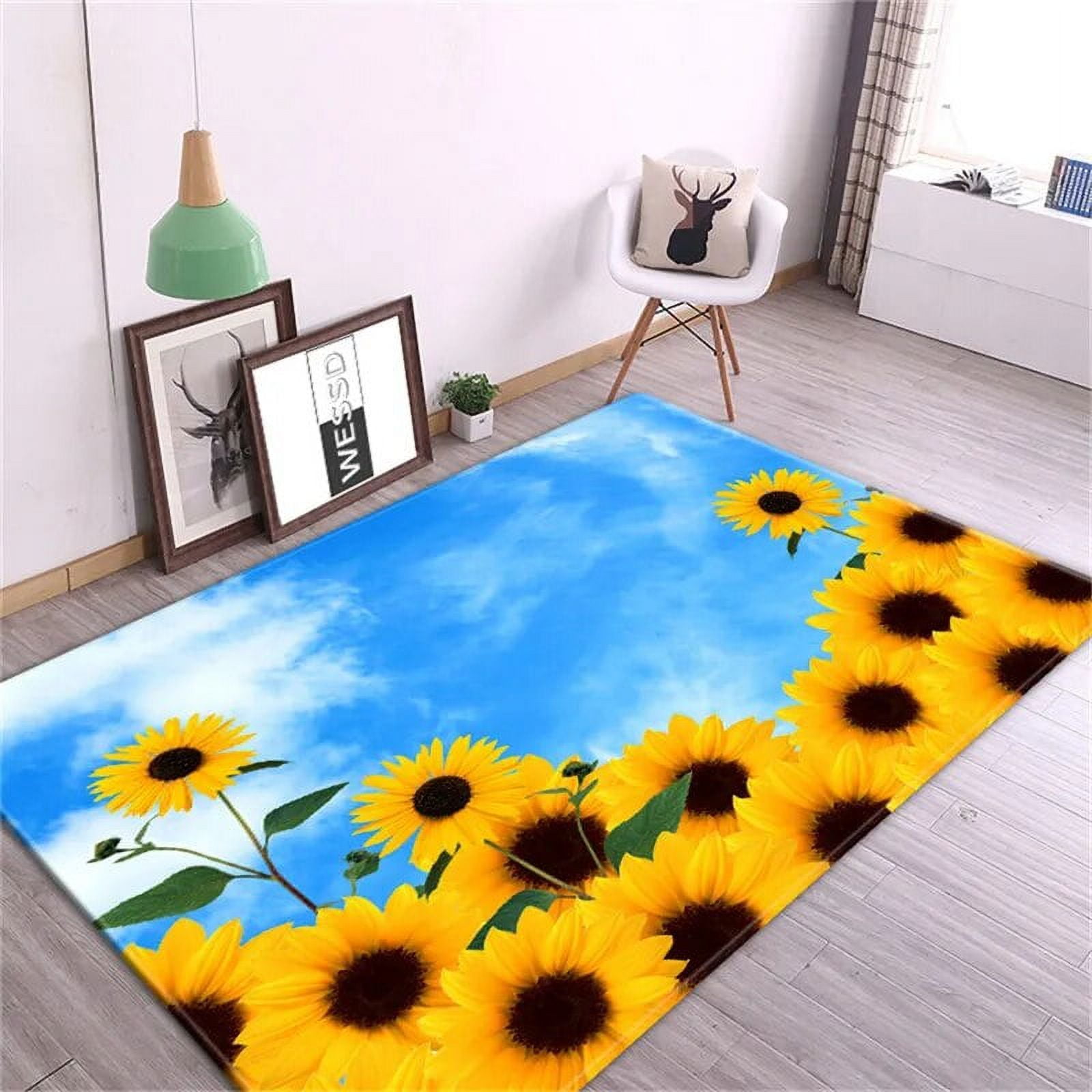 Large Carpet Sunflower Carpet Room ration Floor Mat Cute Flowers Nordic ...