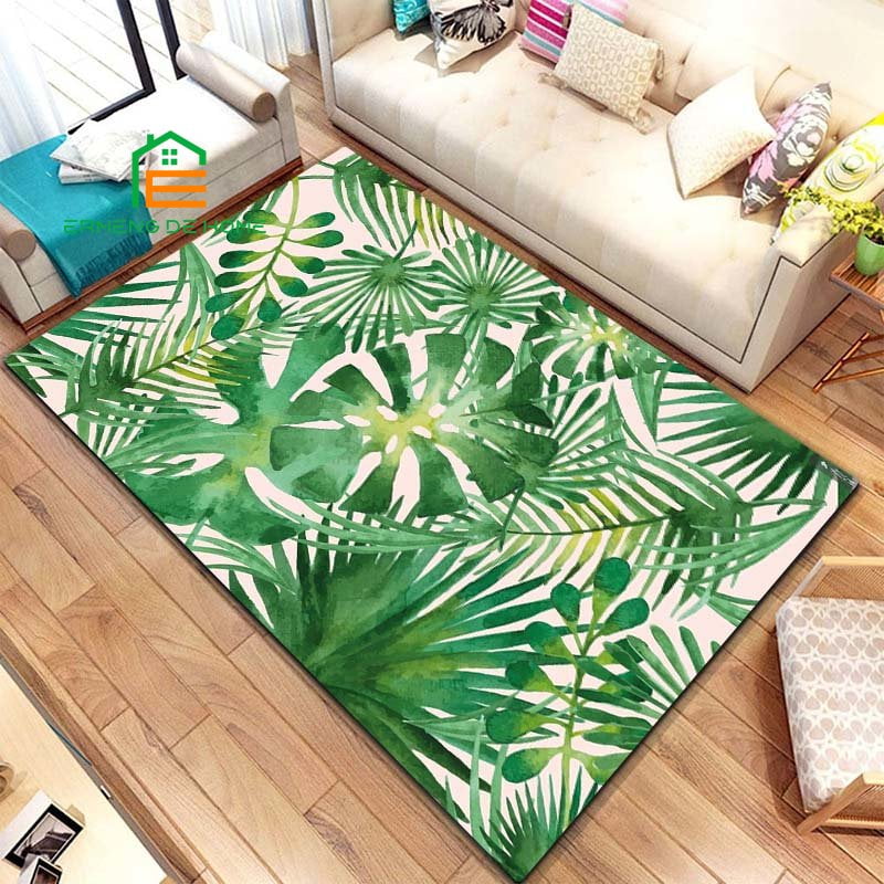 Large Carpet Tropical Leaf Pattern Rug for Bedroom Living Room Carpet ...
