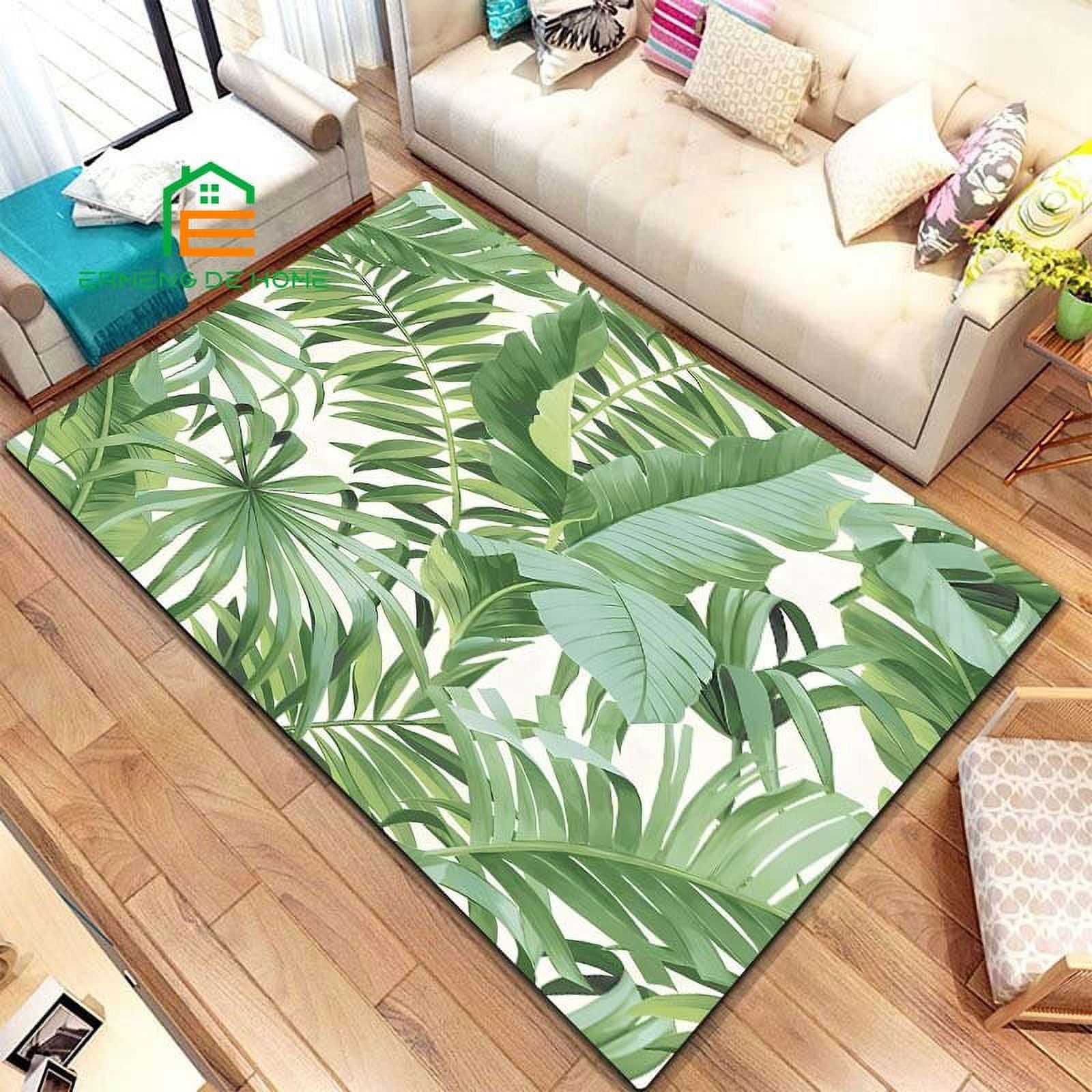 Large Carpet Tropical Leaf Pattern Rug for Bedroom Living Room Carpet ...