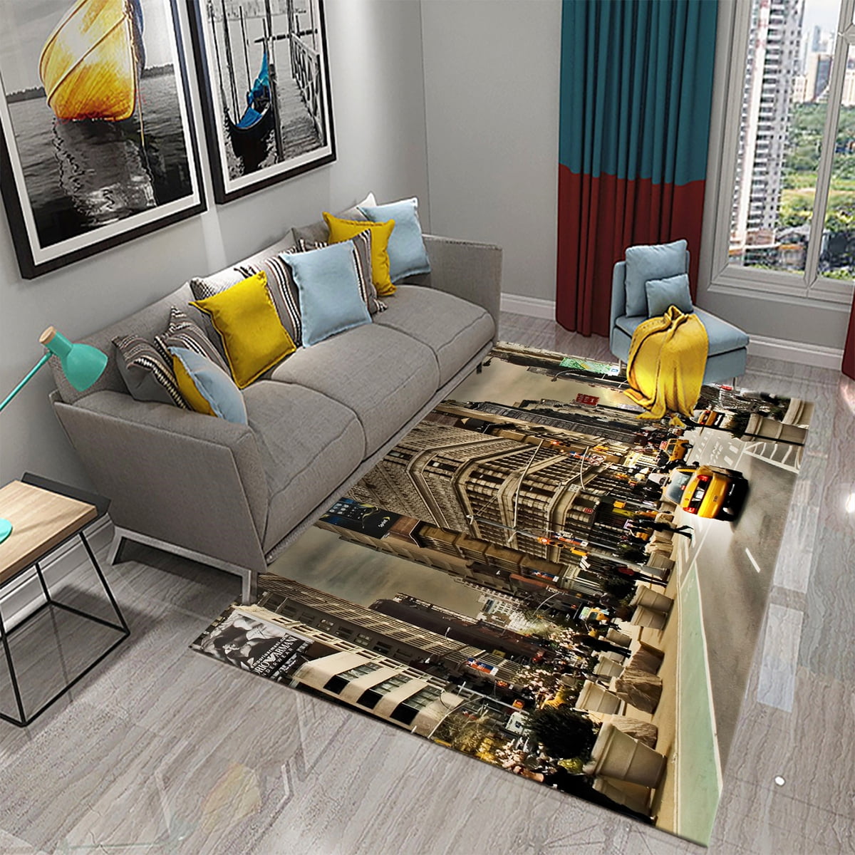Large Carpet Urban Night Scenery New York City Street Landscape ration ...