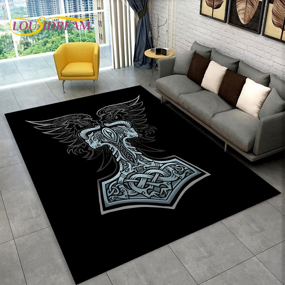 Large Carpet Viking Norse Mythology Valknut Rune Area Rug Carpet Rug ...
