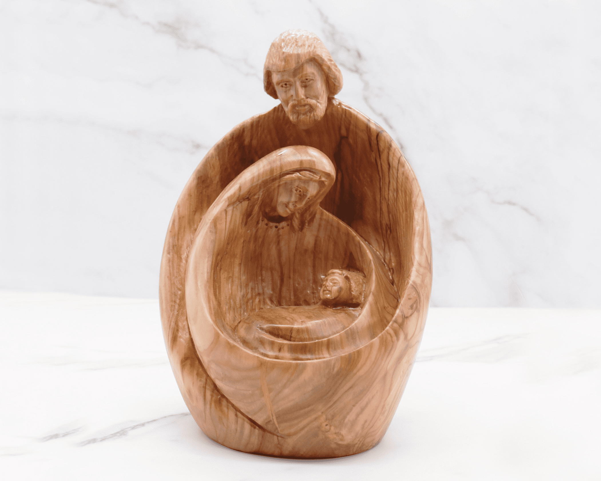 Large Carved Olive Wood Holy Family Statue - Nativity Scene from the ...