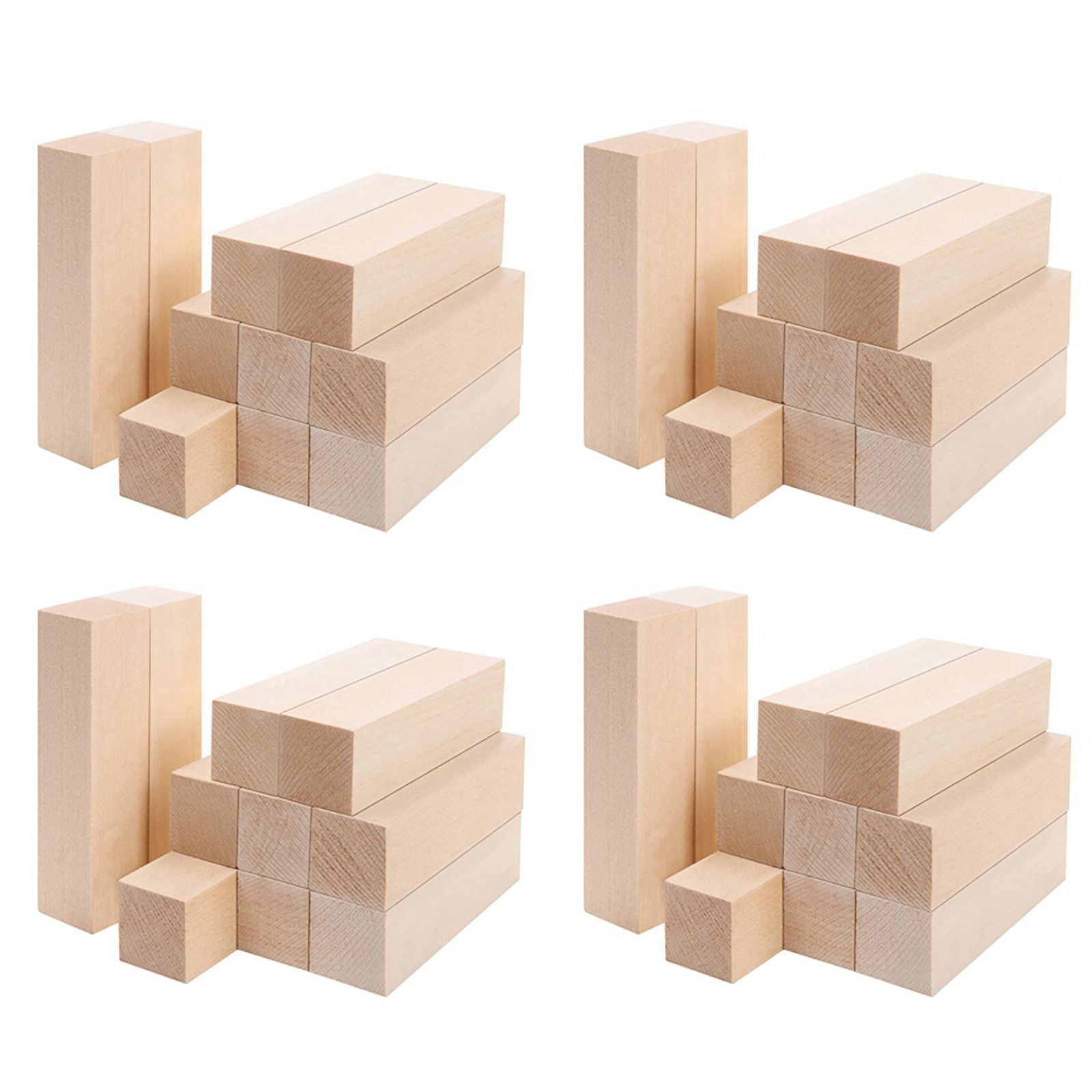 Large Carving Wood Blocks (40 Pack) 4 x 1 Inches Unfinished Basswood ...