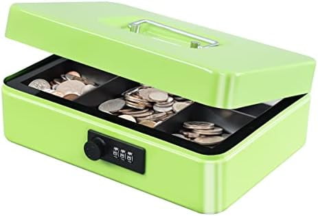 Large Cash Box with Combination Lock,Safe Metal Box for Money, Storage ...
