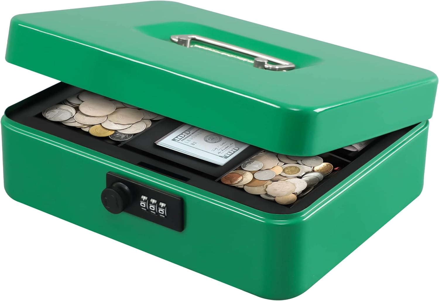 Large Cash Box with Combination Lock,Safe Metal Box for Money, Storage ...