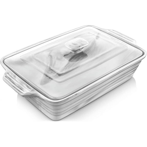 Large Casserole Dish with Lid, 4.4 Quart Ceramic Baking Dish for Oven ...
