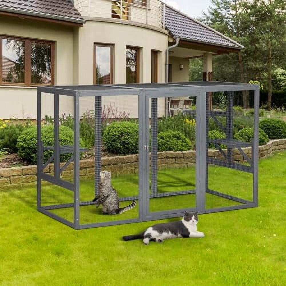 Large Cat Cage Enclosure Wooden Pet Run House with Waterproof Asphalt ...