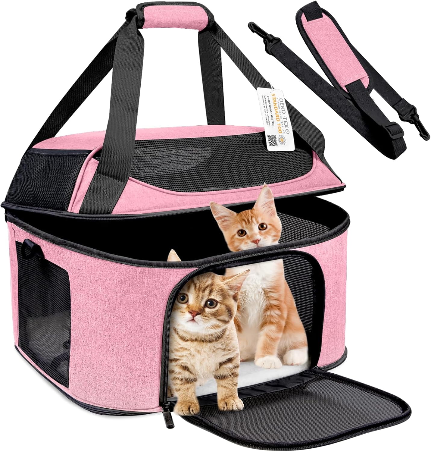 Large Cat Carrier Pet Carrier, Oeko-TEX Certified Soft Side Pet Carrier for Cat, Small Dog ...