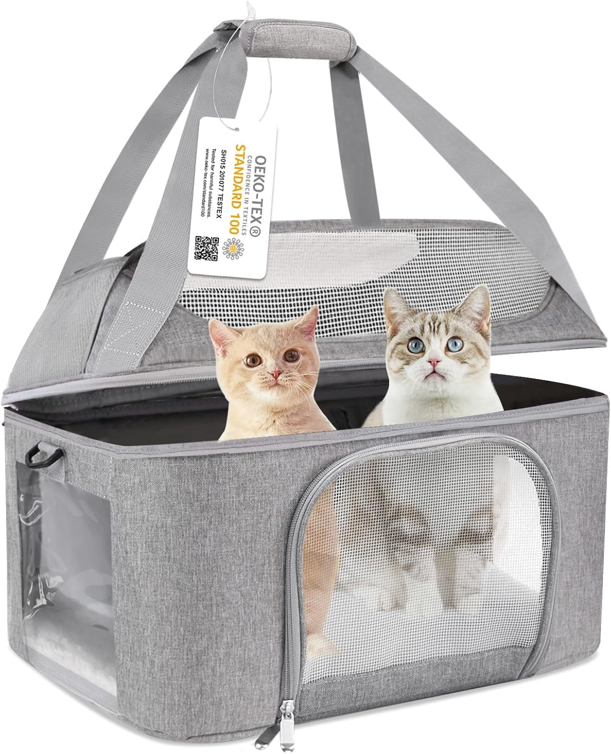 Large Cat Carrier Soft Side Pet Carrier for Kitten Puppy Collapsible ...