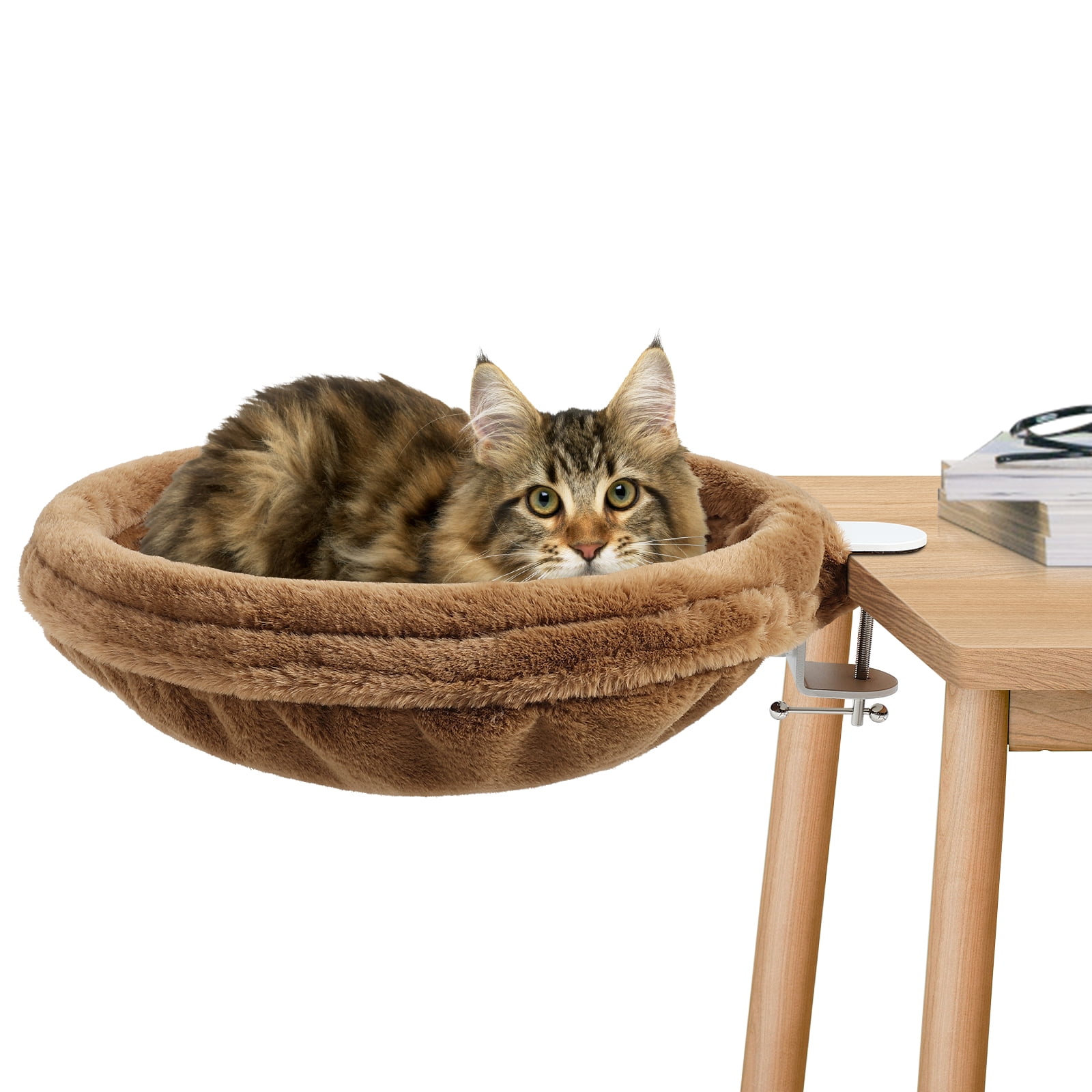 Large Cat Desk Bed-Supports Up to 50lbs, Soft Faux Fur Fabric ...