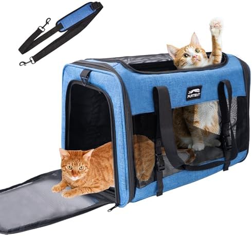 Large Cat/Dog Carrier up to 25 Pounds, Portable Soft Sided Pet Travel ...
