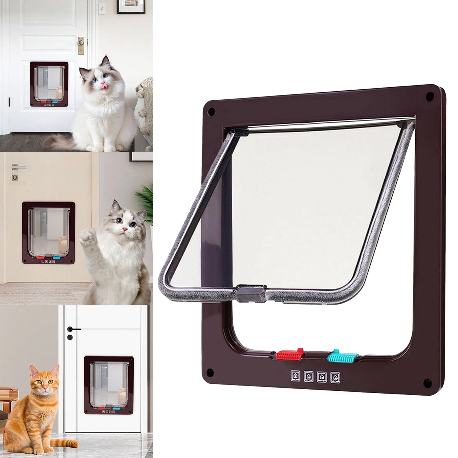 Large Cat Door, Cat Door Flap, 4 Way Locking Cat Flap Door for Interior ...