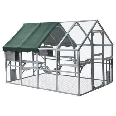 COZIWOW 108" Outdoor Large Cat Enclosure Wooden Cat Catio Outside Cat ...