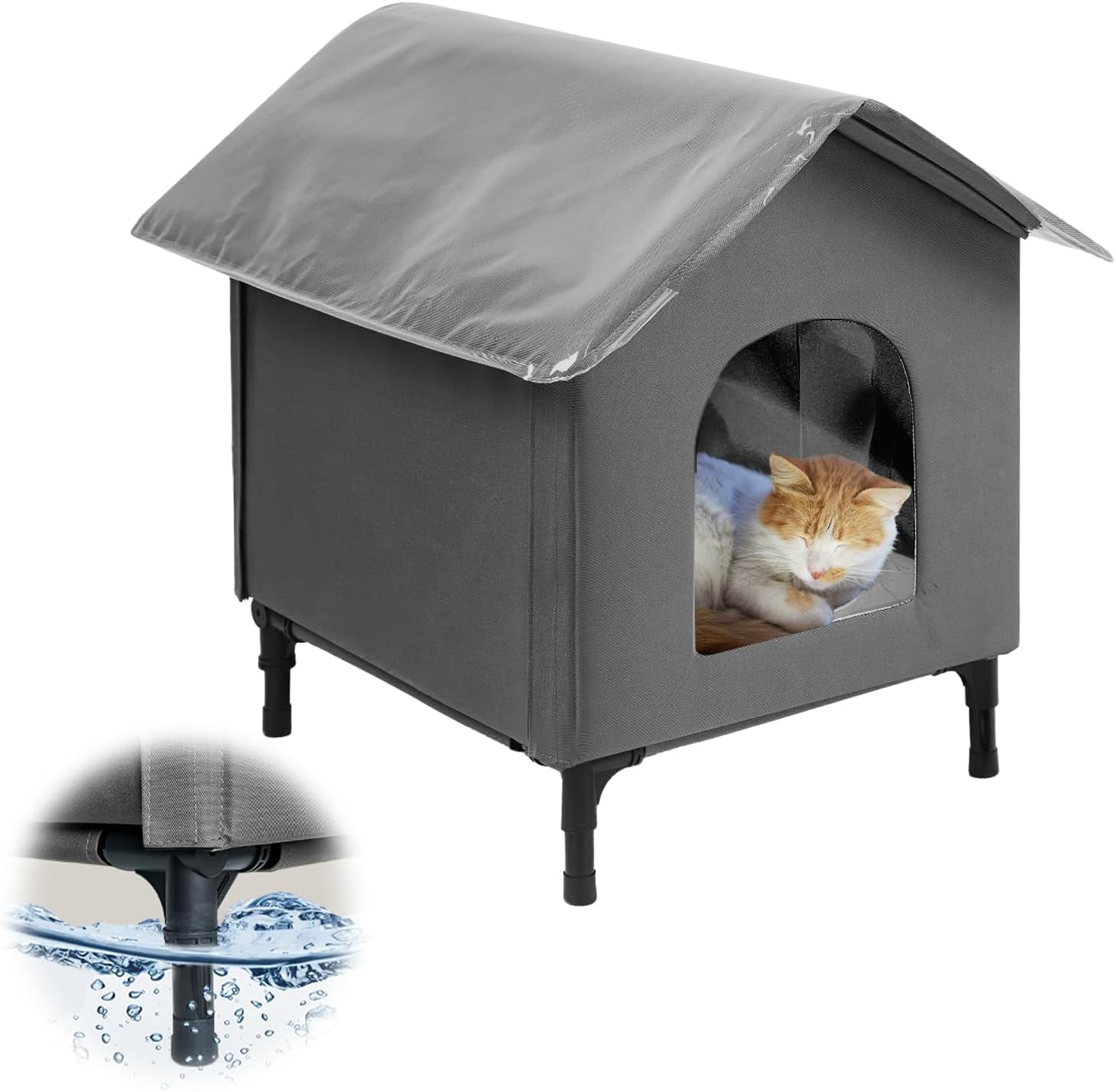 Large Cat House for Outdoor Cats, Weatherproof Feral Cat Shelter with ...